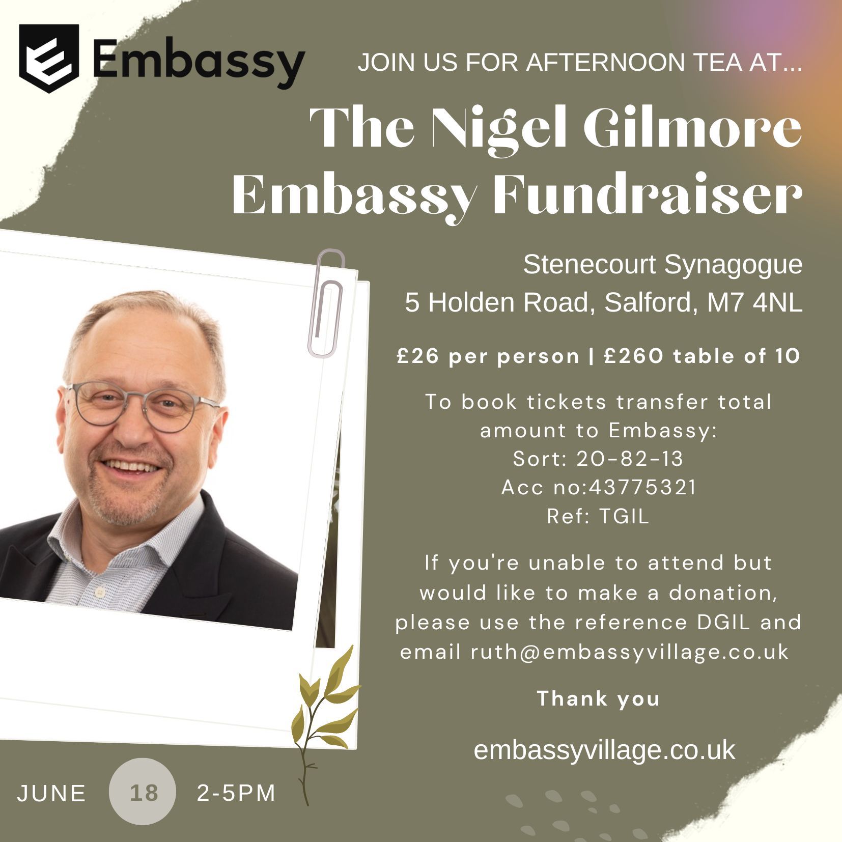 The Nigel Gilmore Embassy Fundraiser Afternoon Tea – Jewish Manchester