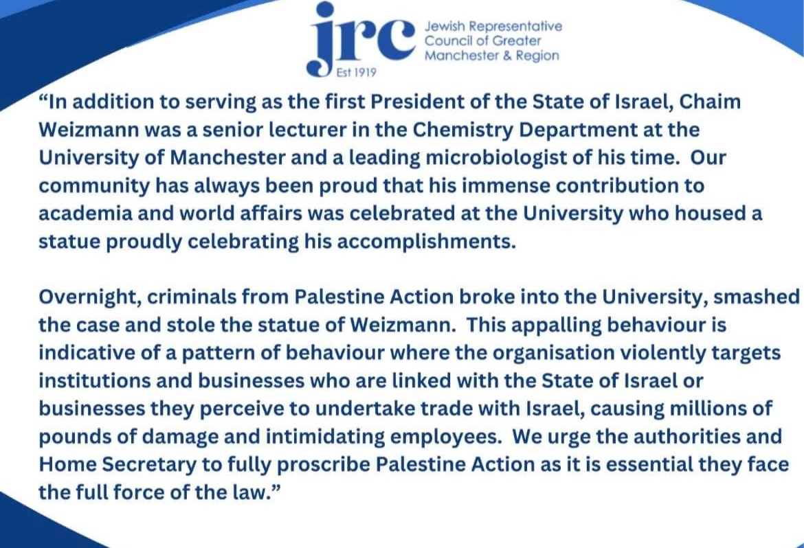 Theft of Chaim Weizmann’s Statue – Jewish Manchester